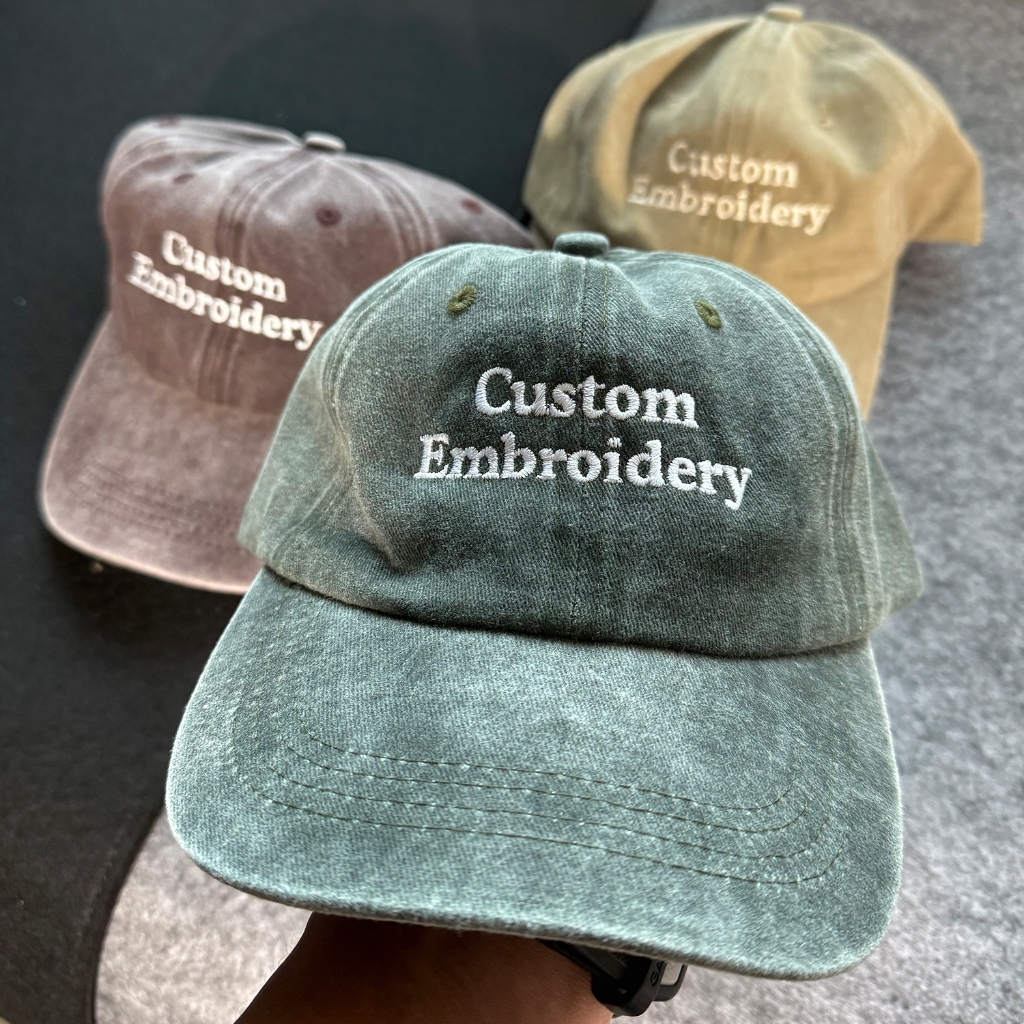 Customized Cap Embrodery - Text or Logo Embroidery - Acid Washed ...
