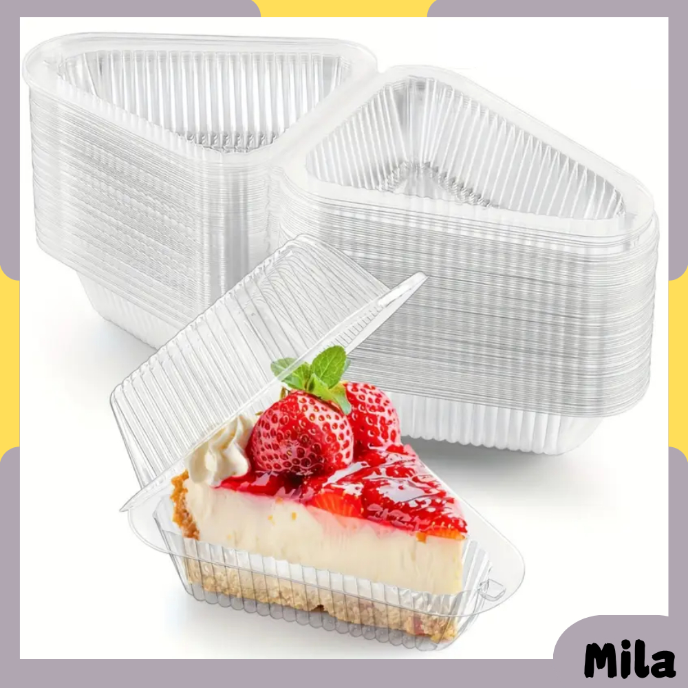 100pcs Slice Cake Container Triangle Transparent Plastic Cheesecake Pie ...