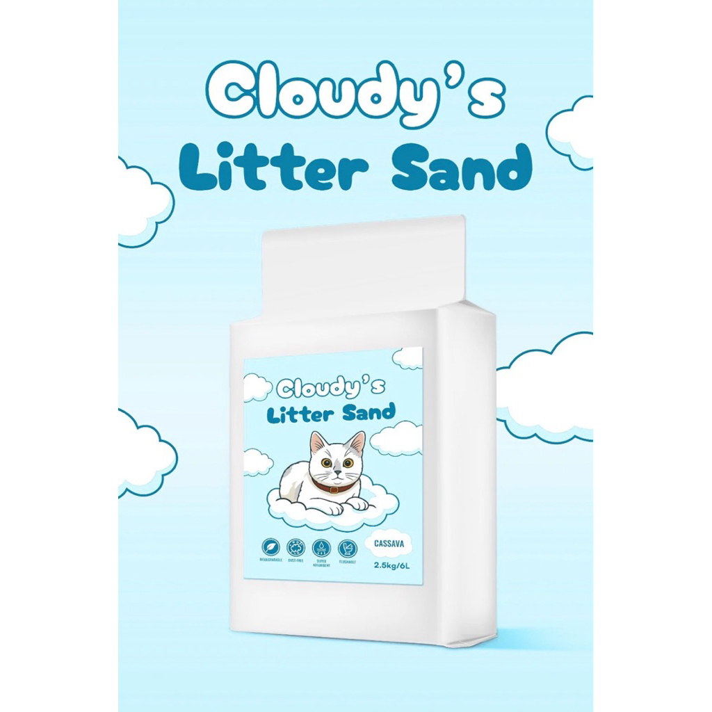 Cloudy’s Litter Sand | Cassava Cat Litter 6L – Flushable, Natural ...