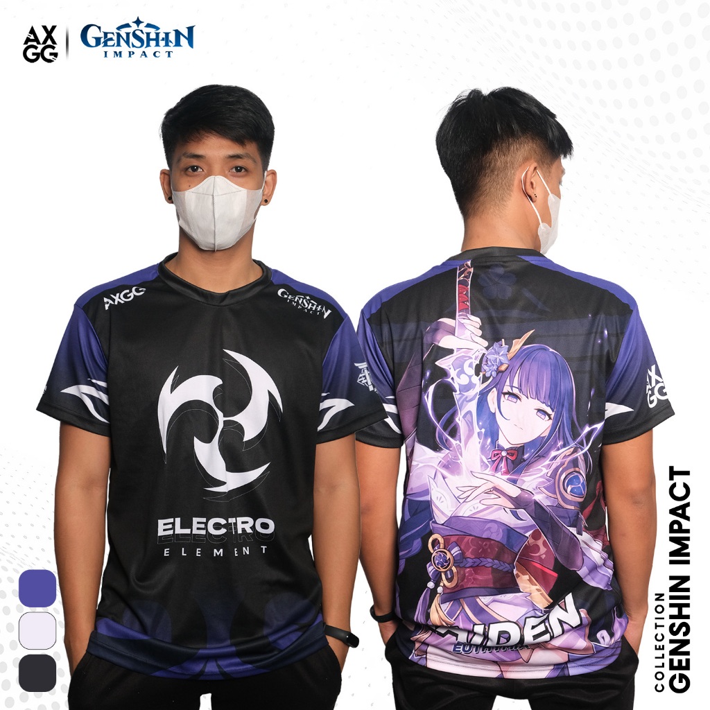 AXGG " Genshin Impact Elements - Raiden " Gaming T-shirt | Shopee ...