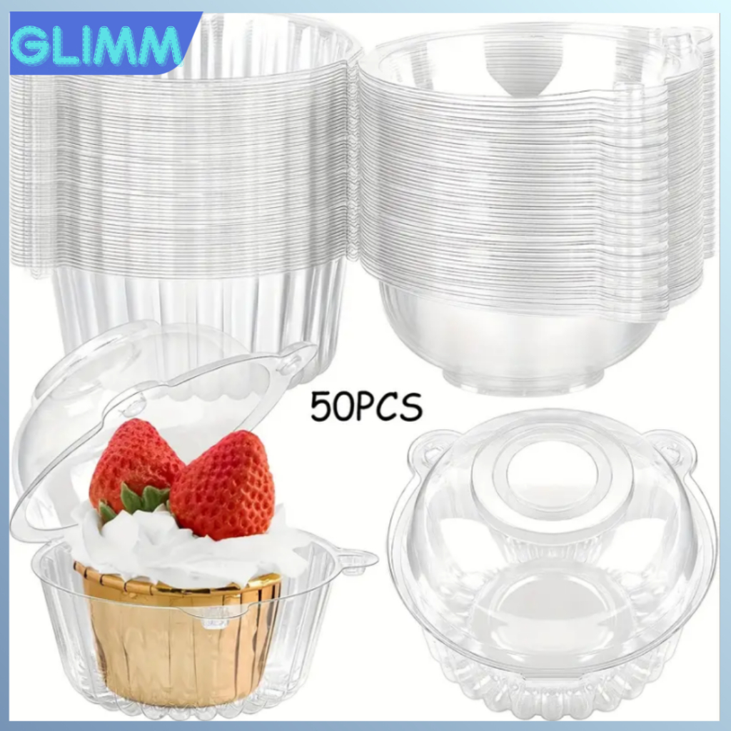 100Pcs Cupcake Dome Container Clear Mini Cake Burger Salad Muffin ...