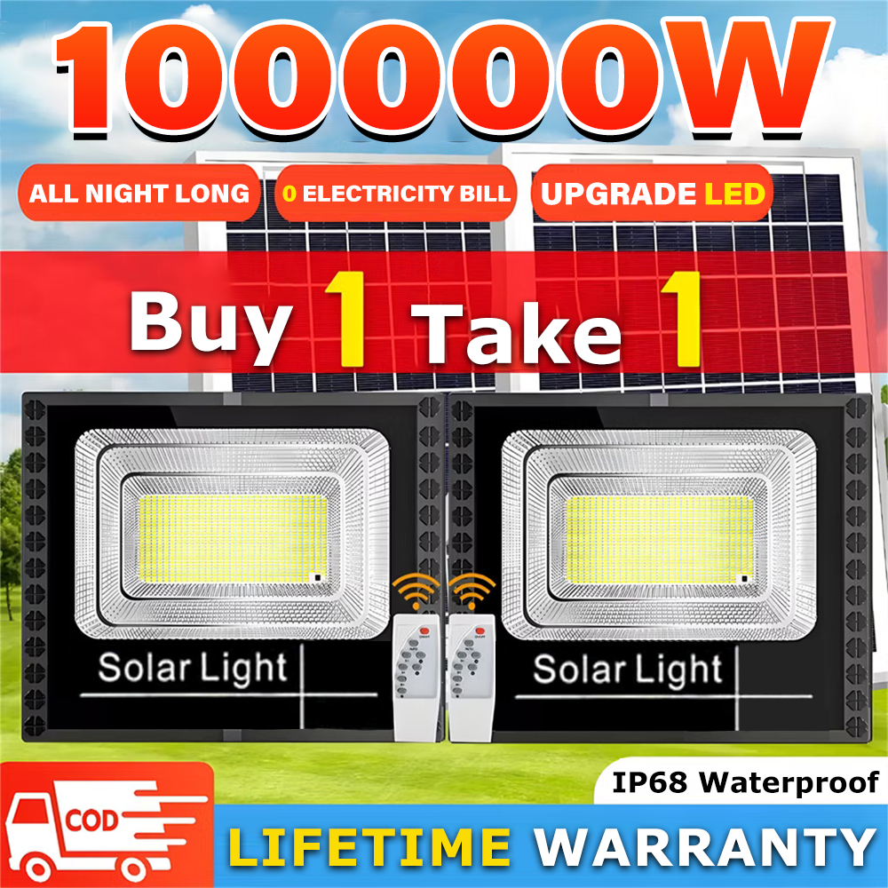 【Buy 1 Get1 Free】Solar Light 100000W Outdoor LED Light Solar Flood ...