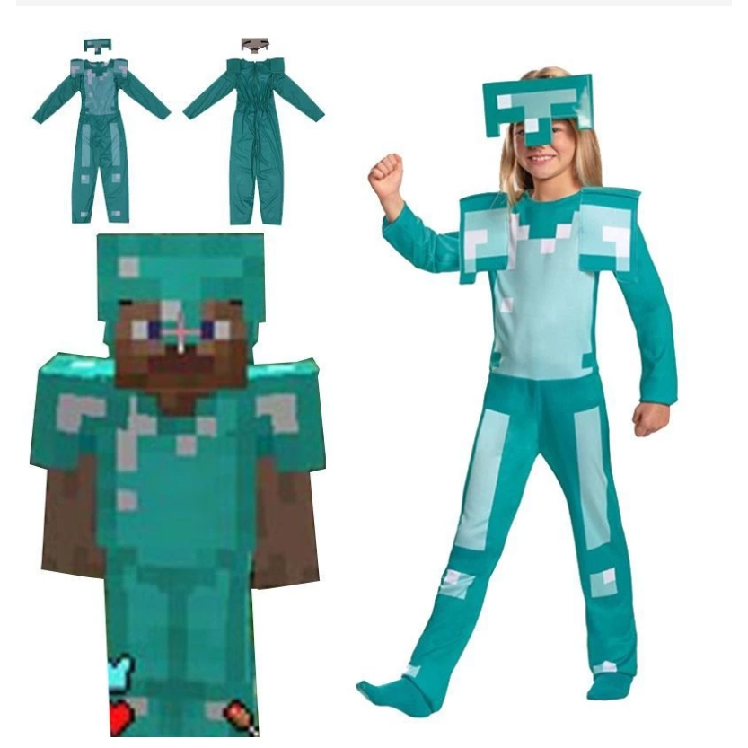 Minecraft Costume For Kids Halloween Steve Armor Trick-or-Treat ...