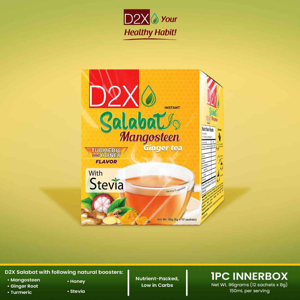 D2X Salabat Mangosteen Ginger Tea with Turmeric and Honey (8g x 12 ...
