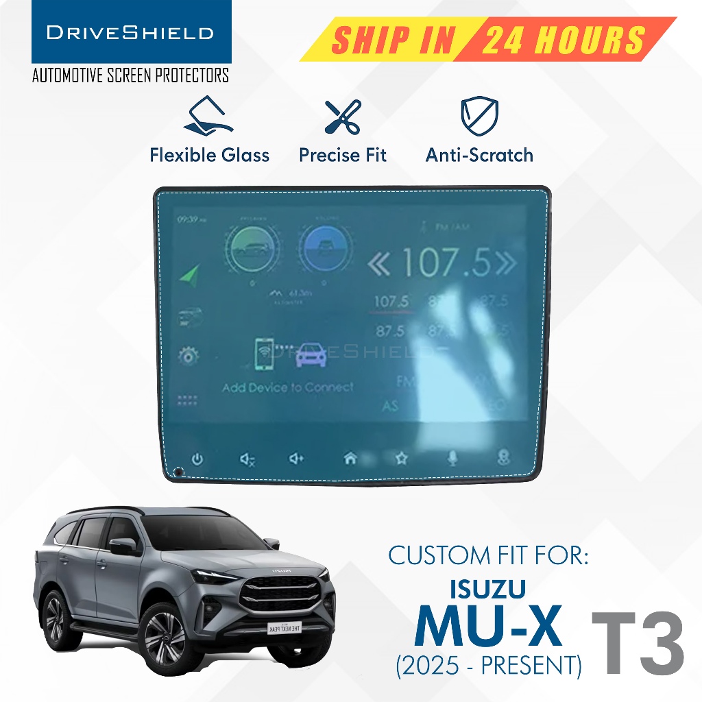 DriveShield Flexible Glass Screen Protector for Isuzu MUX 2020 to 2025 ...