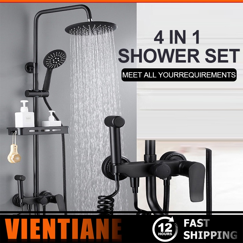 304 Stainless Steel Bathroom 4 in1 Shower Set Adjustable 360° Rotating ...