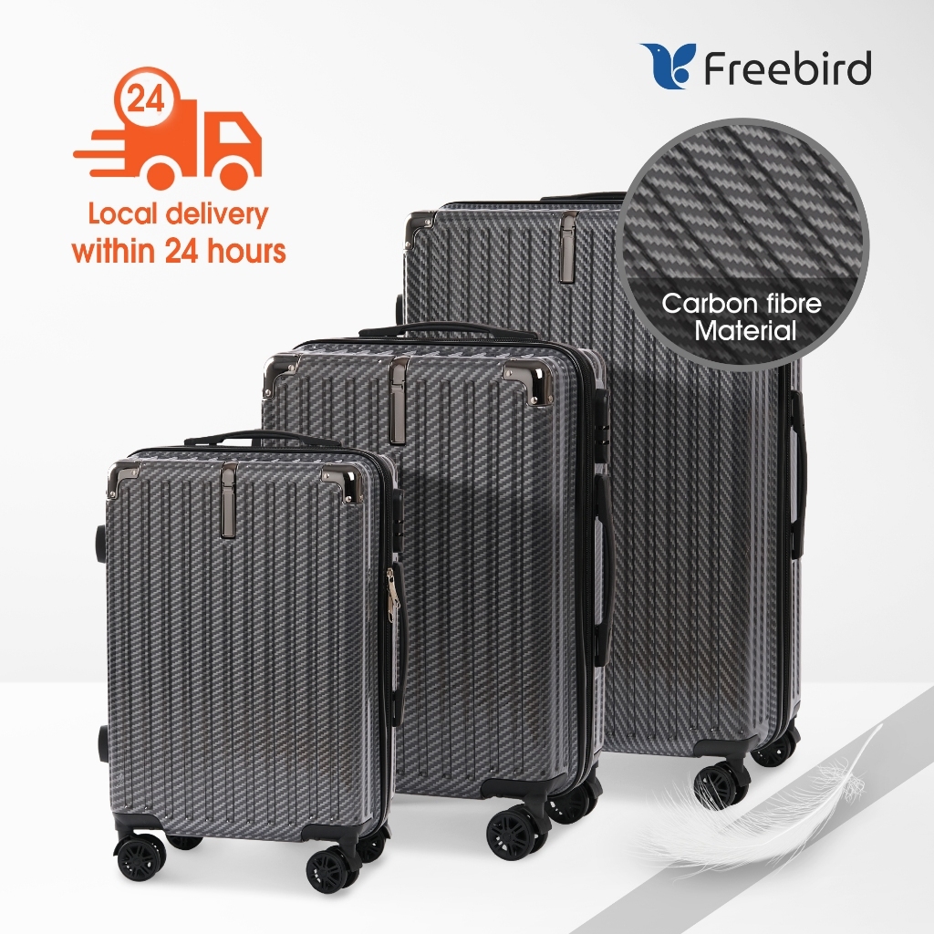 Freebird Carbon Fiber Scratch Proof Luggage Travel Bag 20/24/28 Inch ...