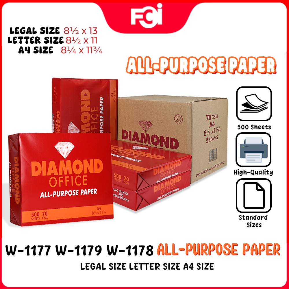 Diamond Copy Paper Sub 20 (Sold Per Ream) A4/Letter/Legal size 70gsm ...