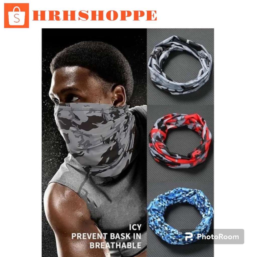 #HRHSHOPPE#Outdoor comoflauge Ice Silk Half Face Mask Sunscreen Absorb ...