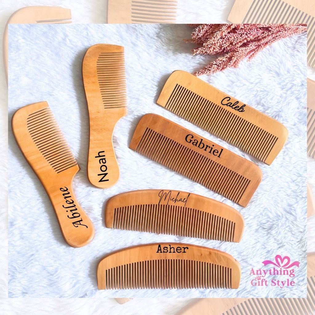 Personalized Laser Engraved Wooden Combs | Custom Natural Wood Gift ...