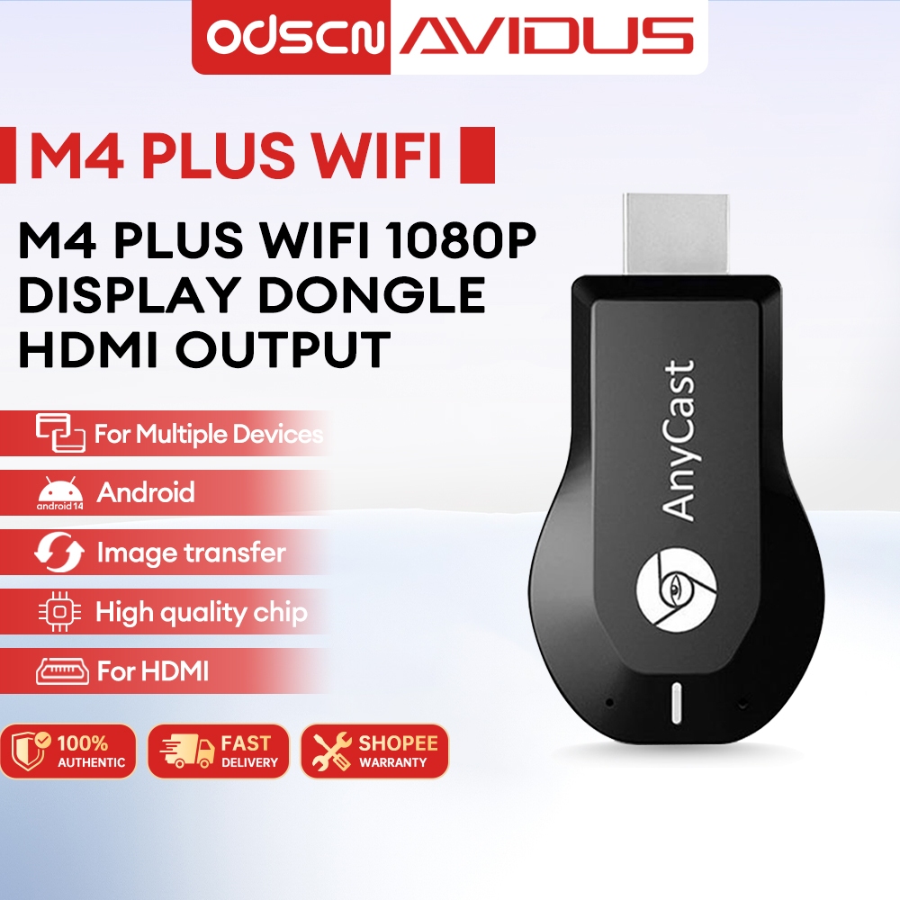 ODSCN x AVIDUS AnyCast MiraCast 1080P M4 Plus WIFI HDMI Dongle Receiver ...