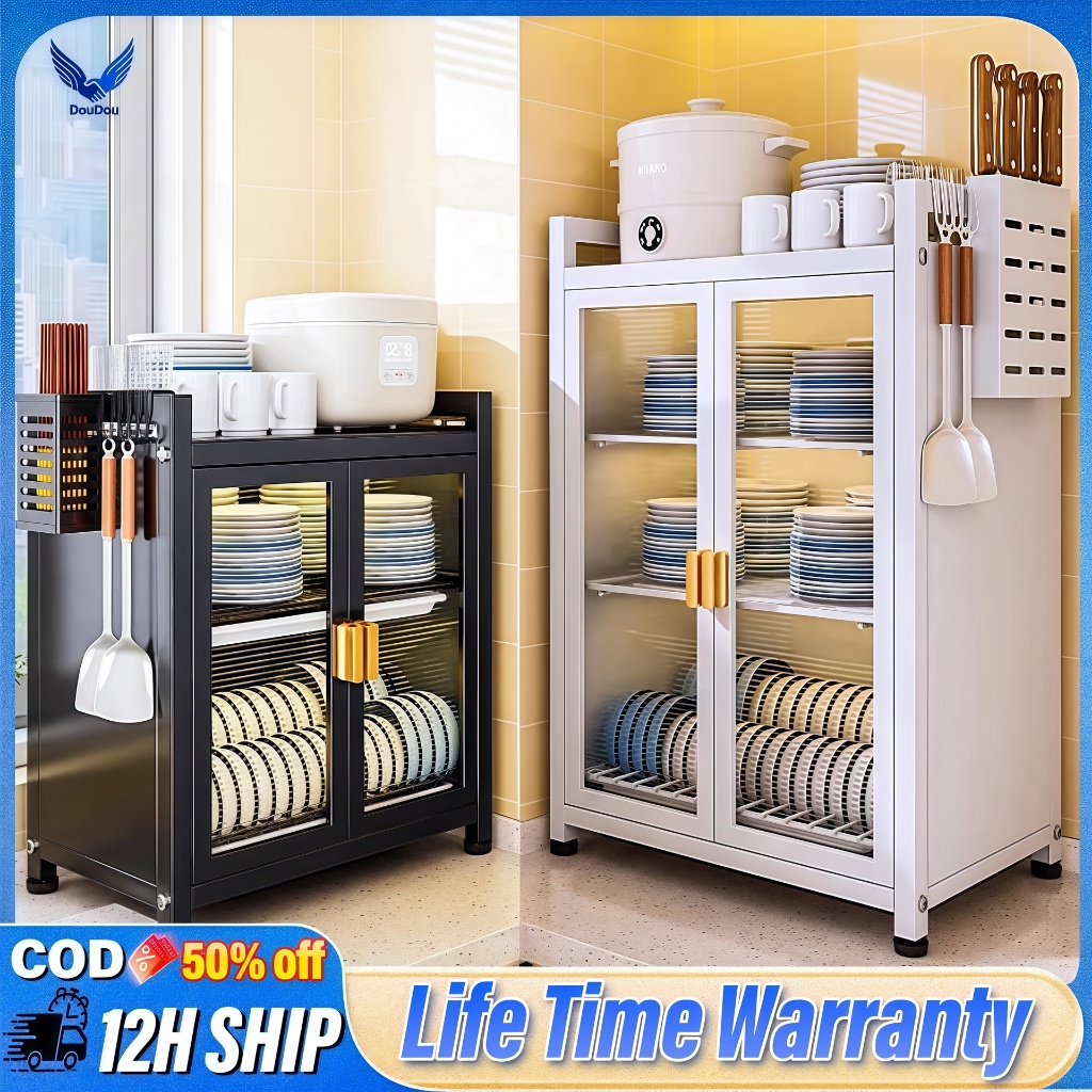 Dish Rack Kitchen Organizer Storage Rack Carbon Steel Enclosed Rack ...