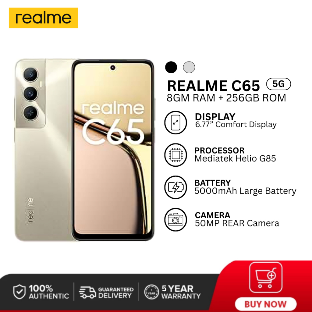 Realme C65 Smartphone | 8GB+256GB | MediaTek Helio G85 | 6.67” 90Hz IPS ...