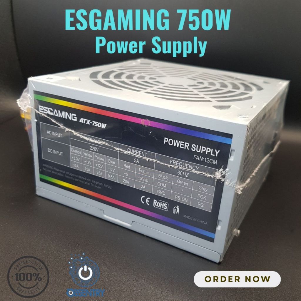 Power Supply ESGaming ATX-750W Big Fan Generic PSU For PC Desktop ...