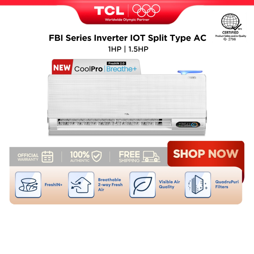 TCL CoolPro | FreshIN 2.0 Breathe+ Inverter Split-type Air Conditioner ...