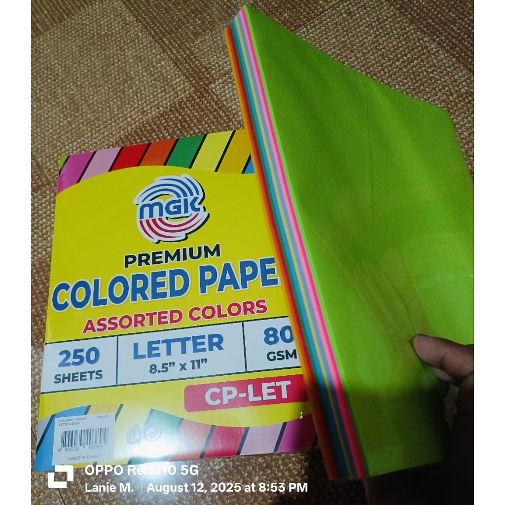 Colored paper (MGK) 250 sheets 80 GSM short size (pastel color ...
