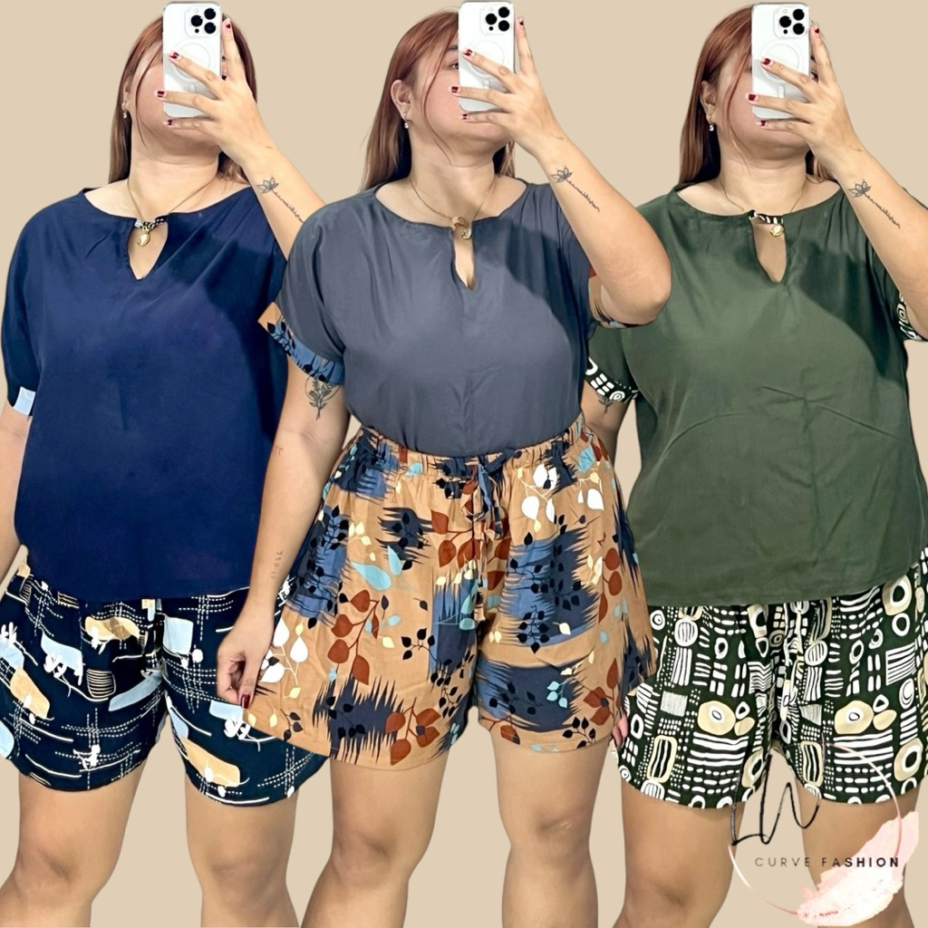 Lean Plus Size Challis Coords Notch Neck (L-4XL) | Shopee Philippines