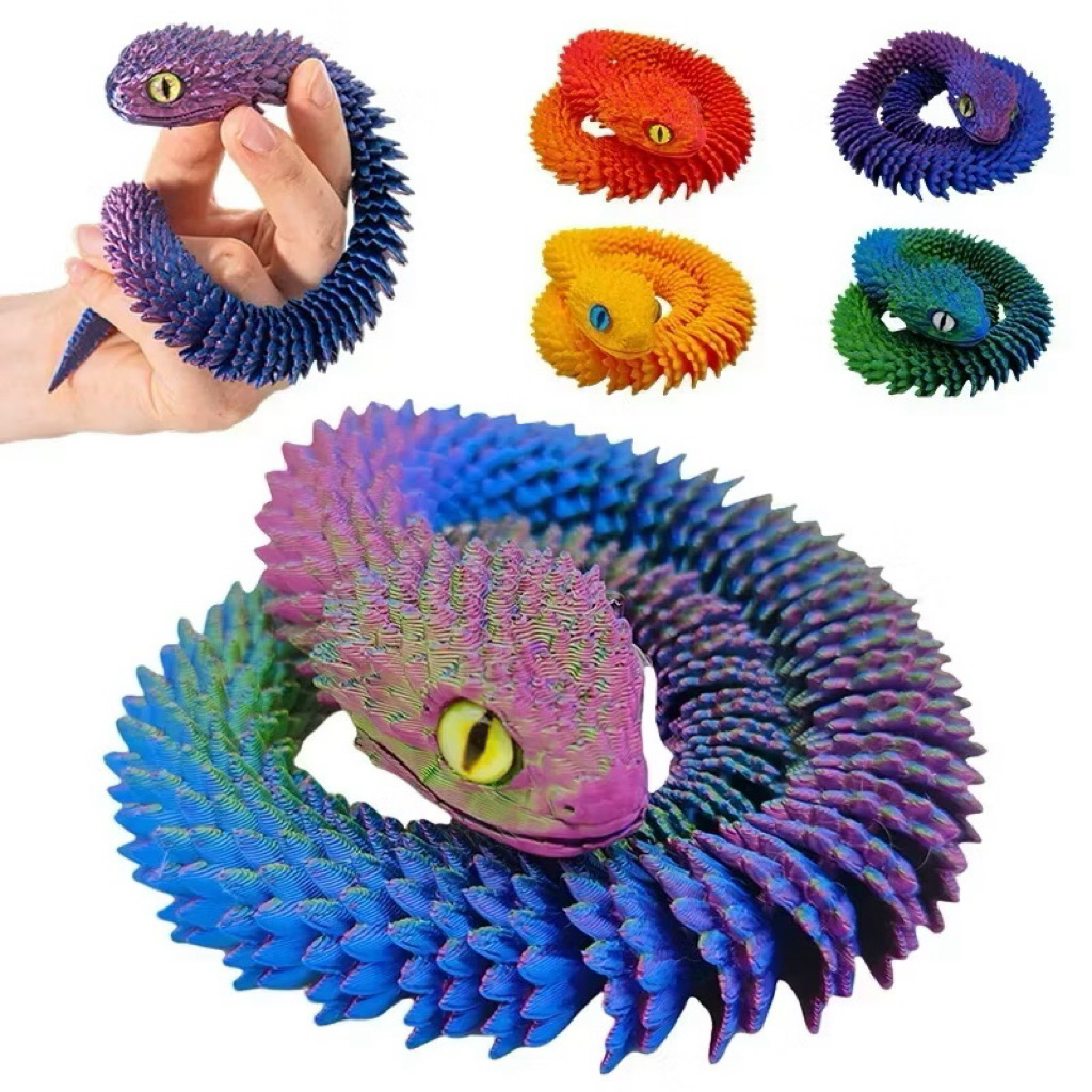 3D Printed Snake Simulation Snake Animal Figurine Flexible Joints ...