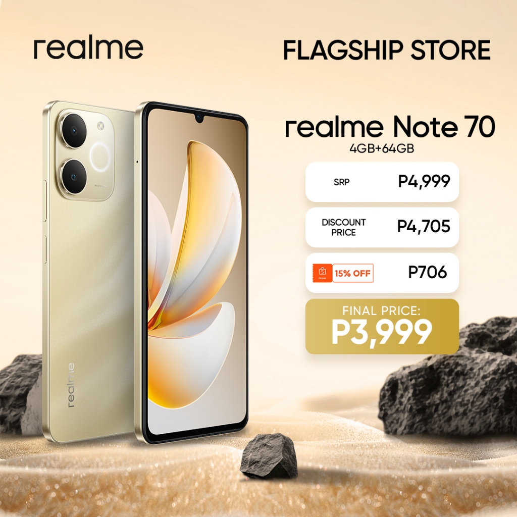 NEW realme Note 70 4GB + 64GB (6300mAh Massive Battery Drop & Water ...
