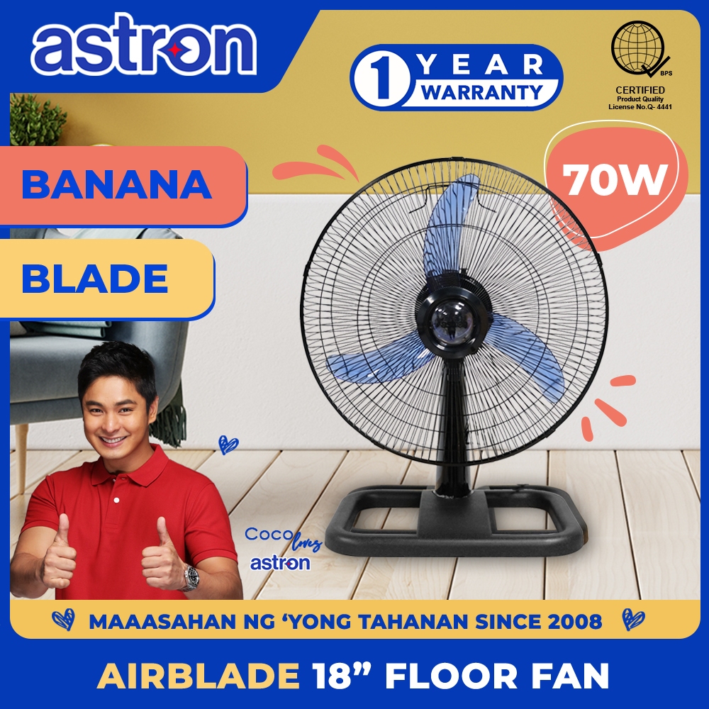 Astron AIRBLADE18 18" Electric Floor Fan - Black | Transparent Blade ...