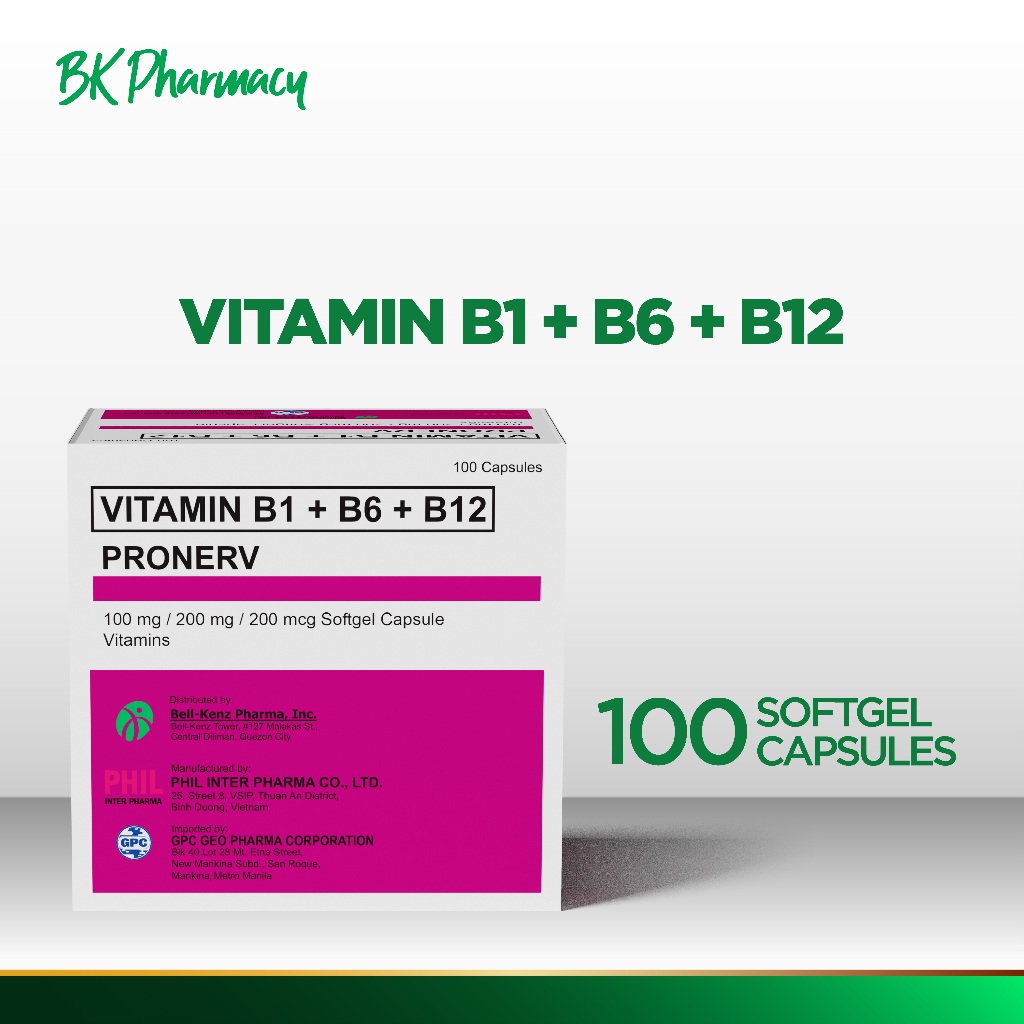 Pronerv Soft Gel Capsules Vitamin B 100/200MG/200MCG 100 capsules ...