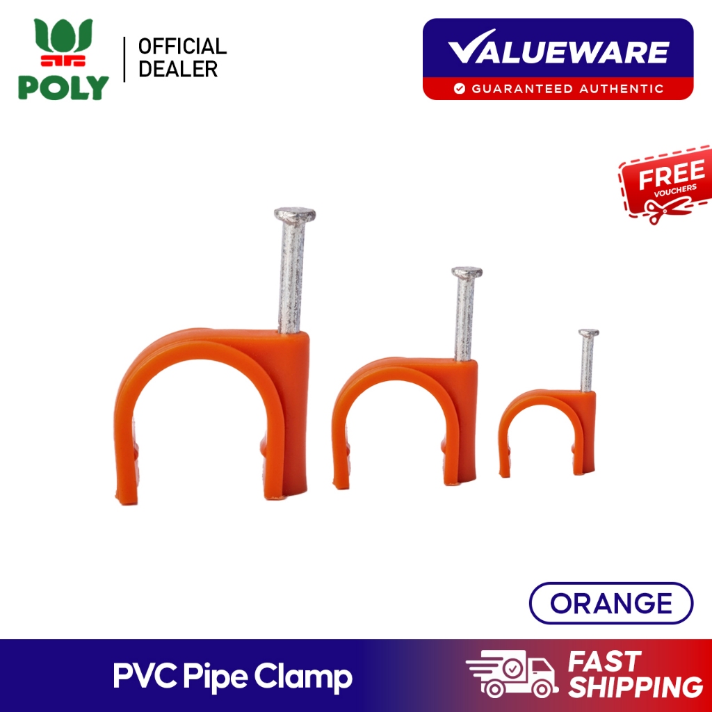 POLY PVC Pipe Clamp Orange | 1" / 3/4" / 1/2" | Shopee Philippines
