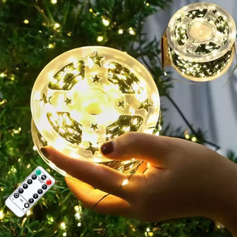 100LED Christmas Lights Remote Control Wire String Light Multicolor ...
