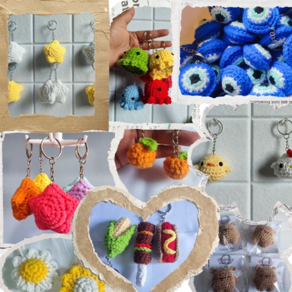 Crochet Amigurumi Keychain | Star Evil Eye Chick Chicken Flower Corn ...