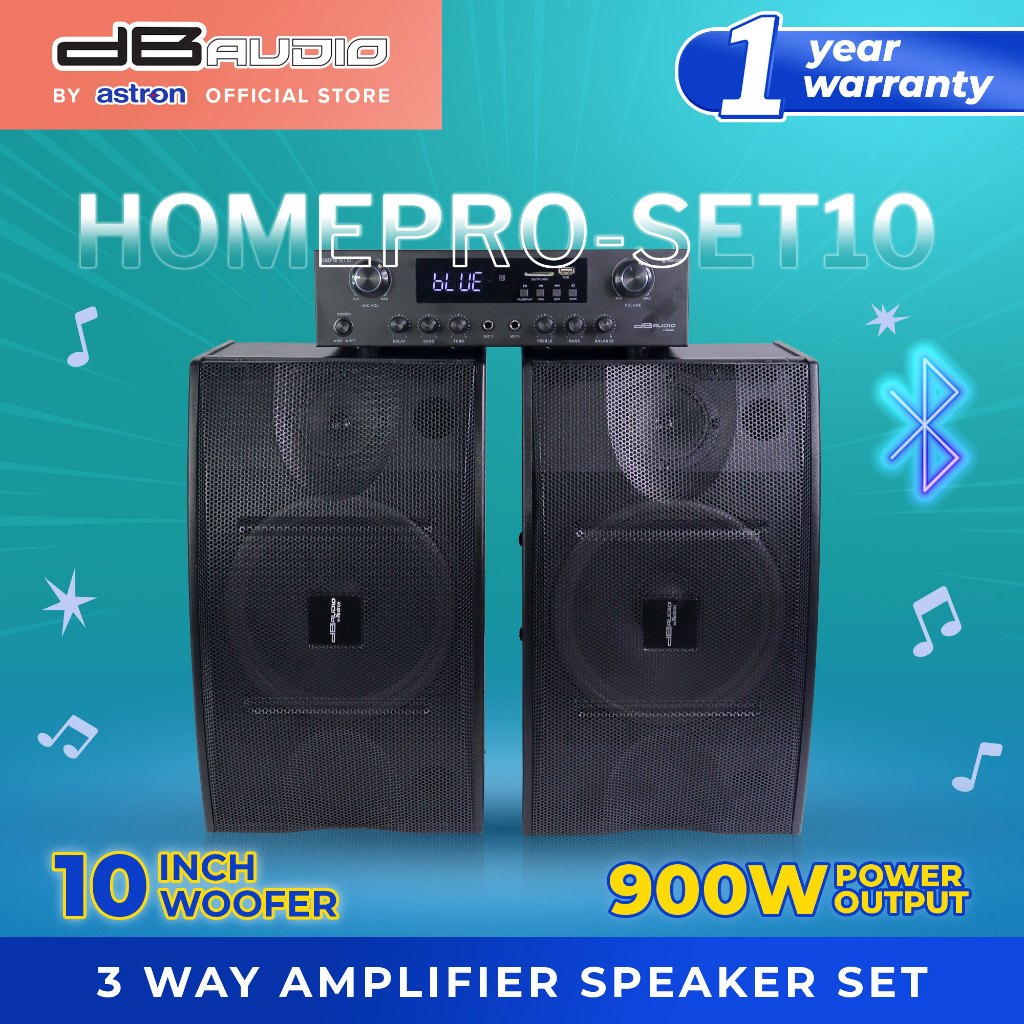 DB Audio by Astron HOMEPROSET10 3-Way Amplifier Speaker Set - Bluetooth ...