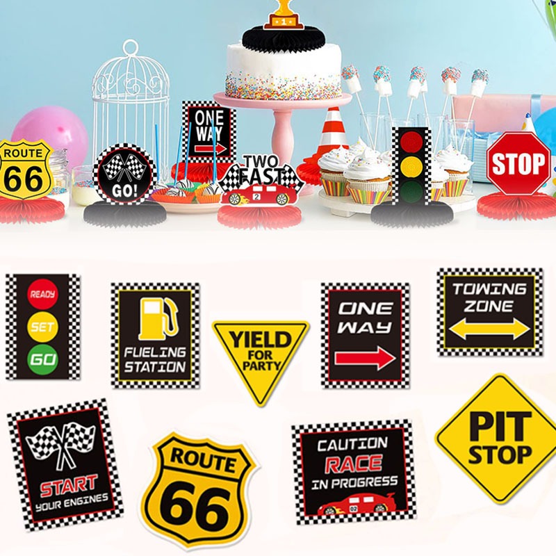 9Pcs Racing Boy Birthday Decoration Set Cool Race Theme Party Stickers ...