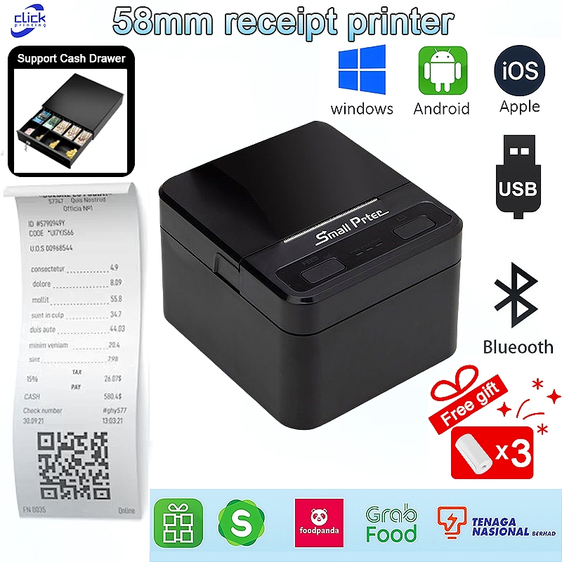 POS-58L Portable Thermal Printer cash drawer Receipt wireless Bluetooth ...
