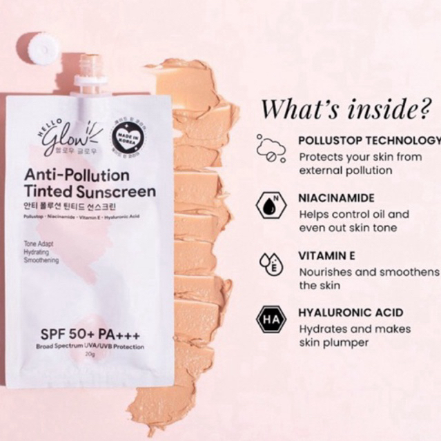 HELLO GLOW ANTI POLLUTION TINTED SUNSCREEN | Shopee Philippines