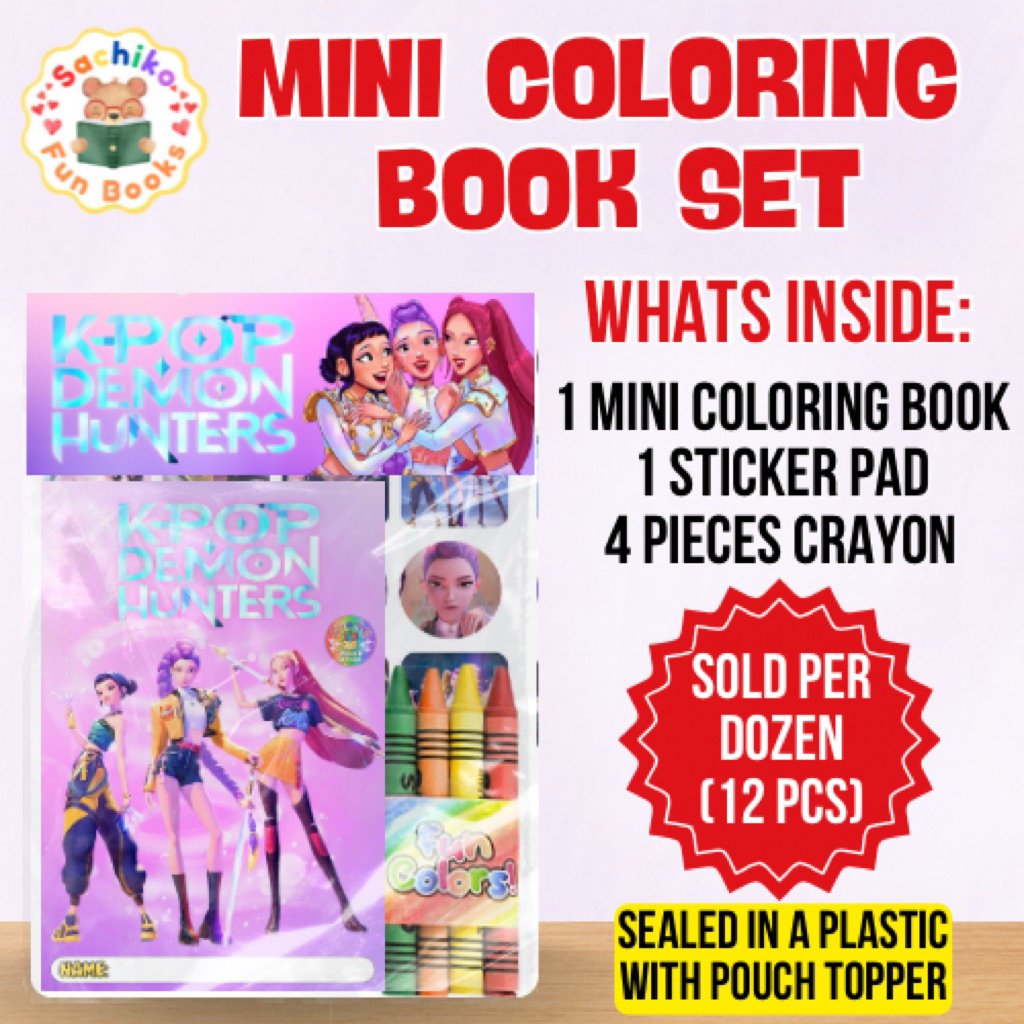 KPOP DEMON HUNTERS HUNTRIX MINI COLORING BOOK WITH STICKER PAD AND 4 ...