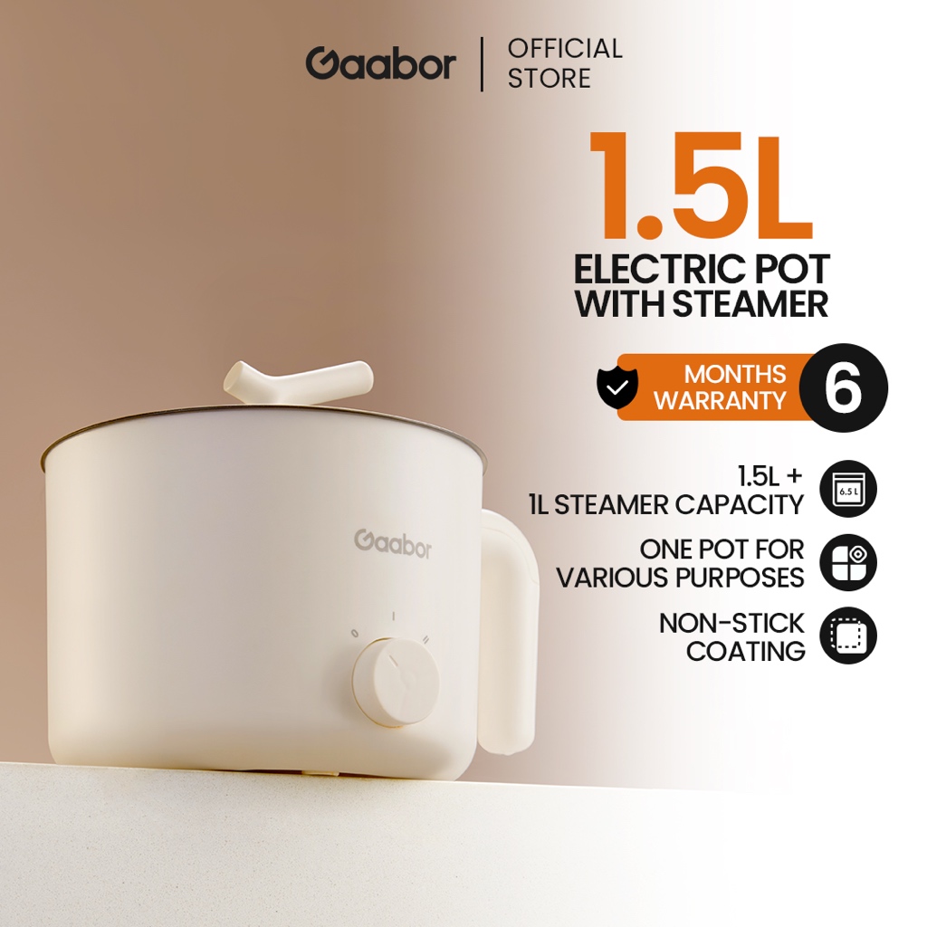 【New】Gaabor 1.5L With Steamer 1L Capacity Non-Stick Multifunctional ...