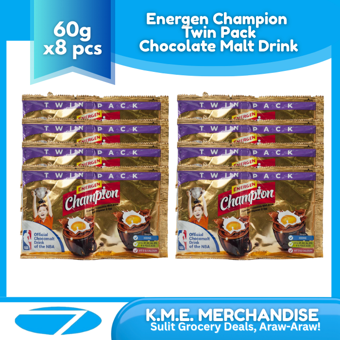 Energen Champion Chocolate Malt Drink Twin Pack (60g x 8pcs) | Shopee ...