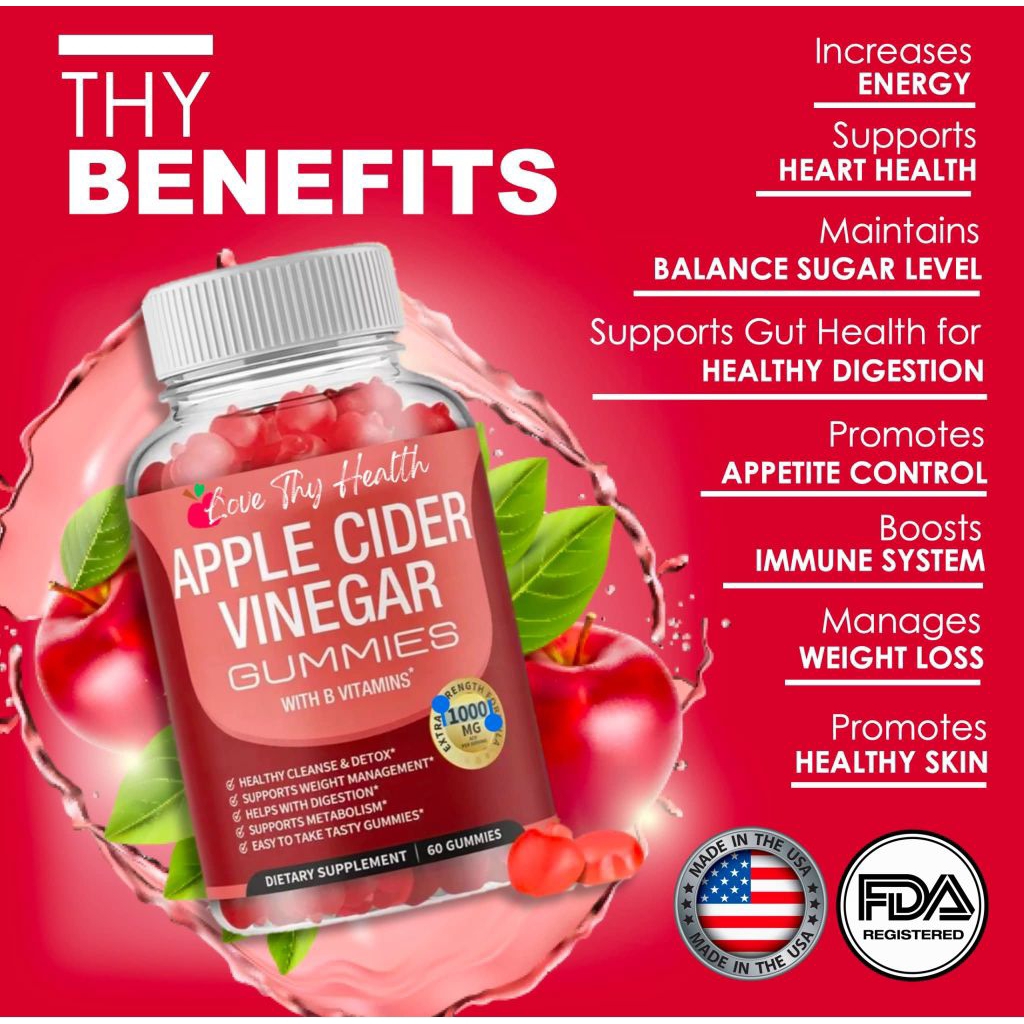 LTH Apple Cider Vinegar Gummies with B Vitamins 1000mg | Shopee Philippines