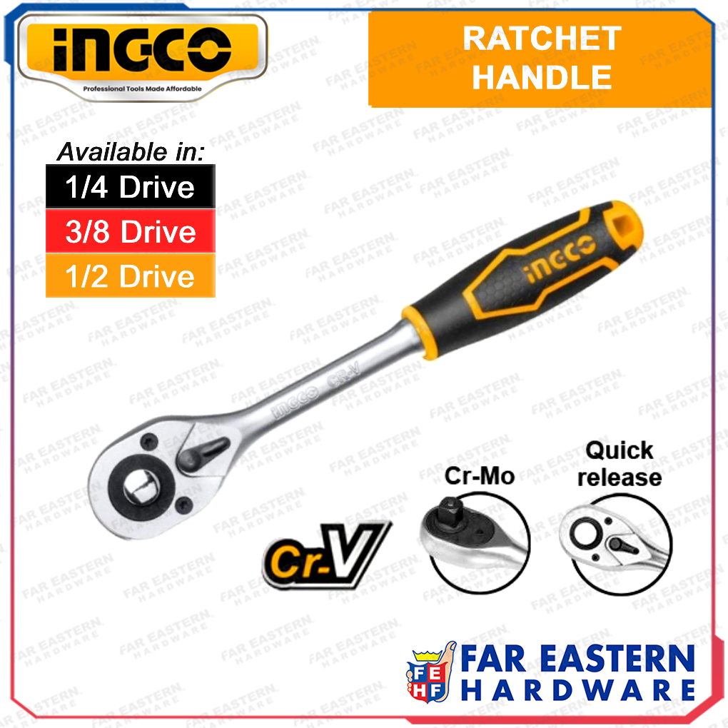 INGCO Ratchet Handle for Socket Wrench 1/4" | 3/8" | 1/2" Dr. Drive ...