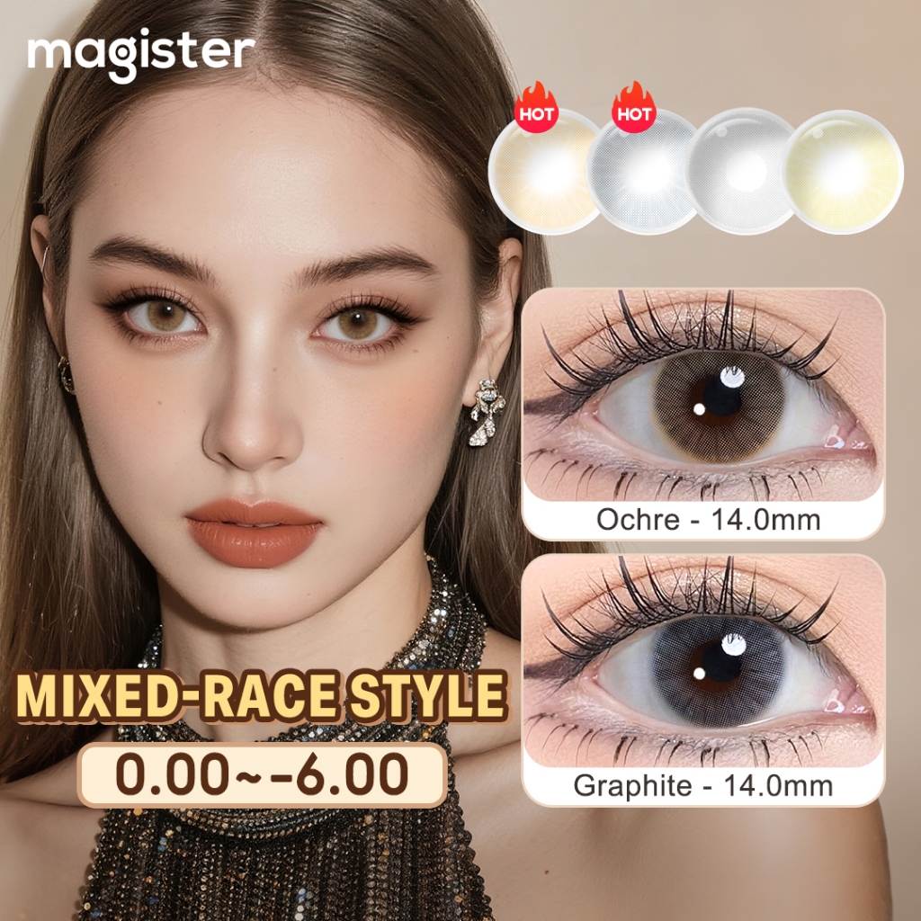 Magister Contact Lenses Graded 0.00~-6.00 Queen Ochre Icy Gray Graphite ...