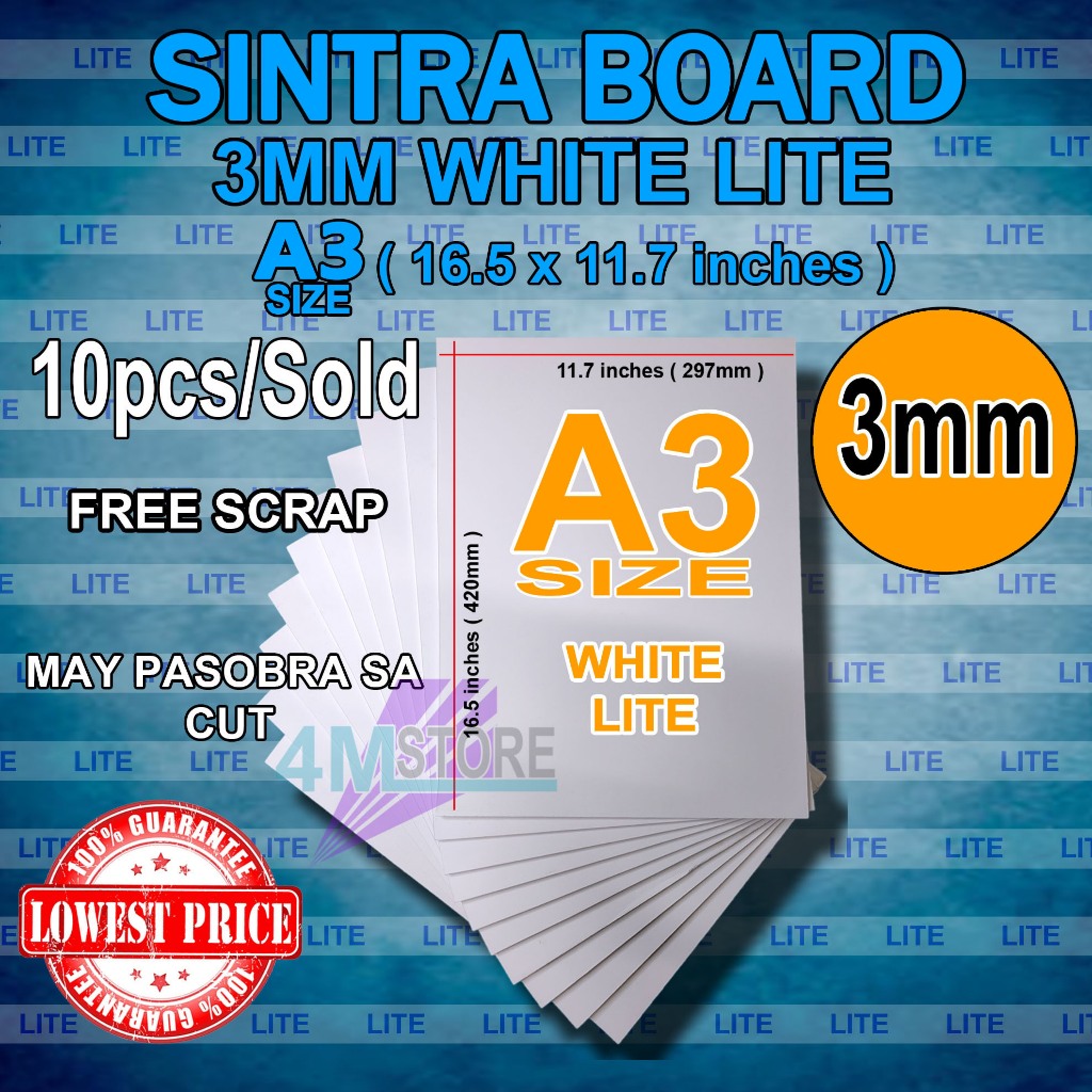 10pcs 3mm sintra board lite white A3 Size | Shopee Philippines