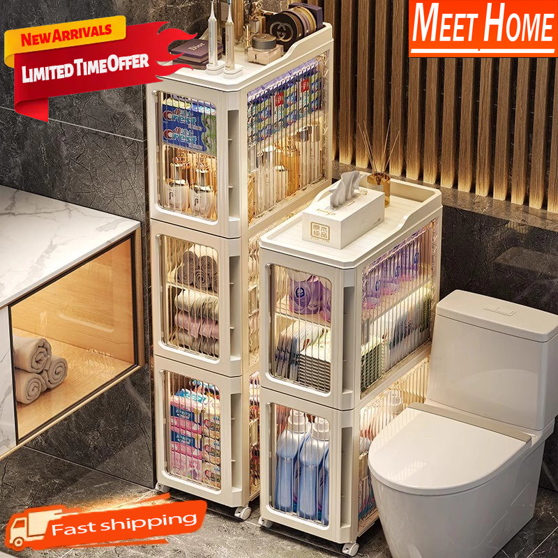 3Tier Gap Plastic Storage Drawer Cabinet With Wheel Kitchen/Bathroom ...