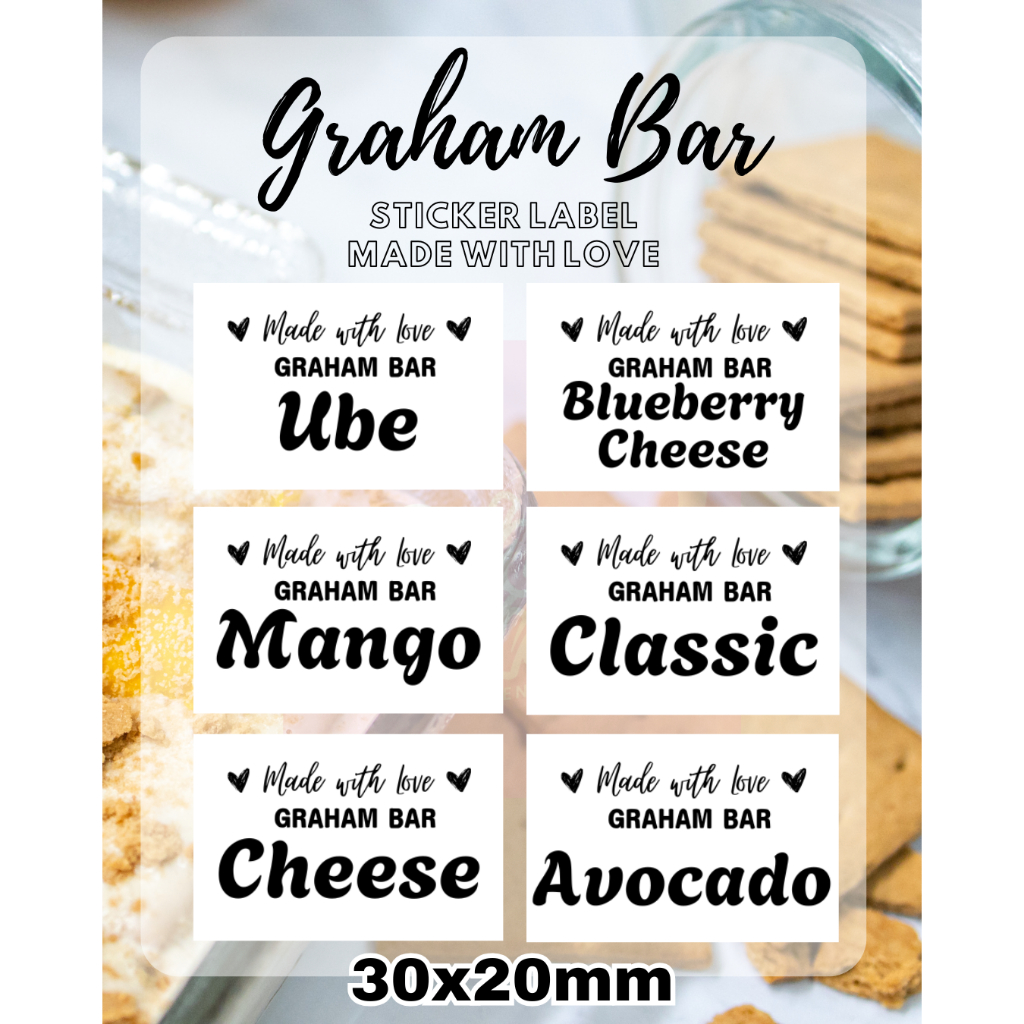 100pcs "made with love" GRAHAM BAR STICKER LABEL Waterproof & Smudge ...
