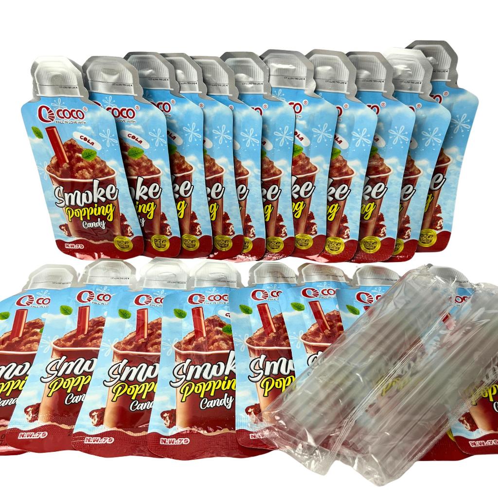 CoCo Smoke popping candy Absorbable jelly smoothie Three flavors-Strawberries/Grapes/Cola 30pcs ...