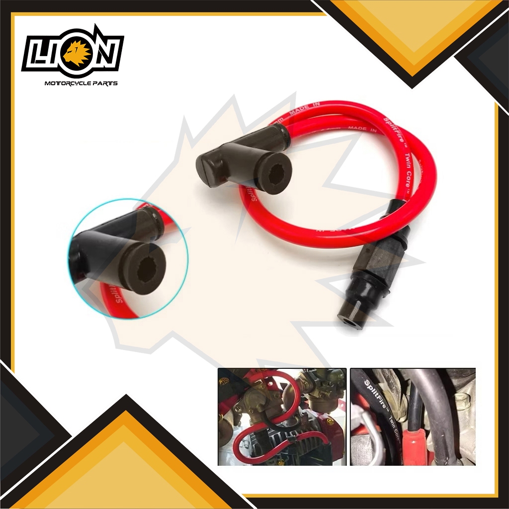 LION Motorcycle CROSSPEE Split Fire Twin Core Sparkplug Cap 8.8mm ...