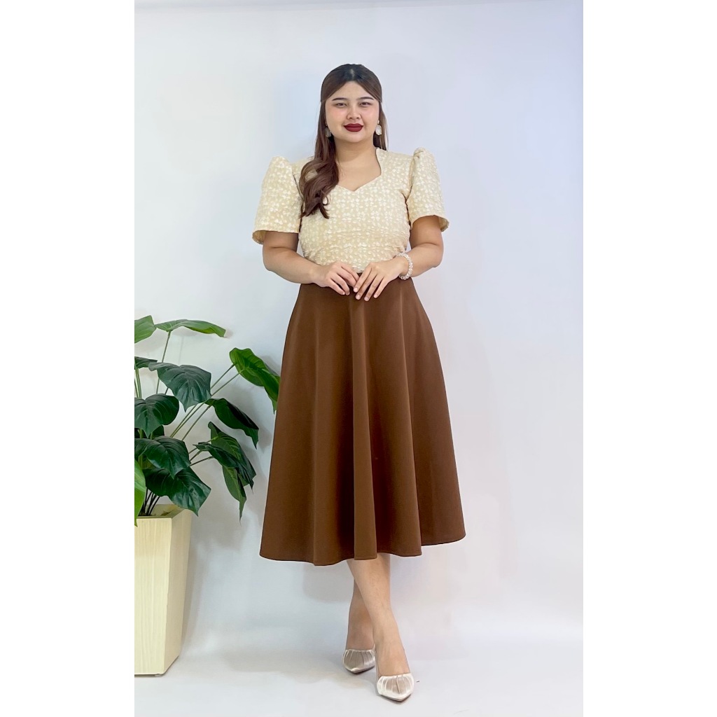 Via Combi Elegant Dress with Tie | Shopee Philippines