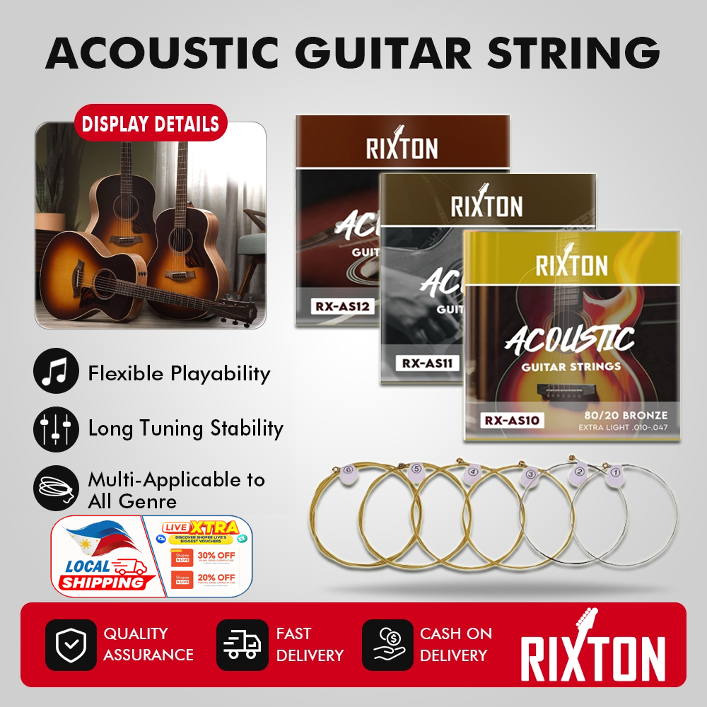 RIXTON Guitar Strings 6Pcs/Set Acoustic Guitar String Set Phosphor ...