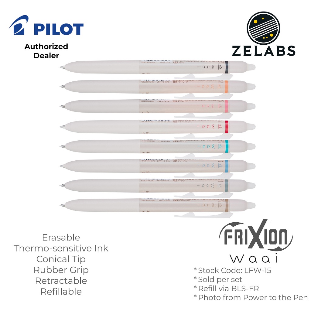 Pilot Frixion Waai Retractable Erasable Rollerball Pen - LFW-15 - 0.5mm ...