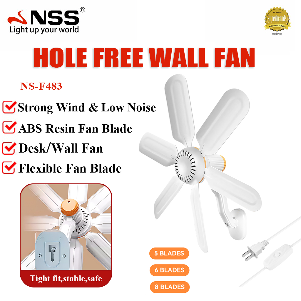 NSS Hole Free Wall Fan Cooling Electric Desk Fan Home Office Dormitory ...