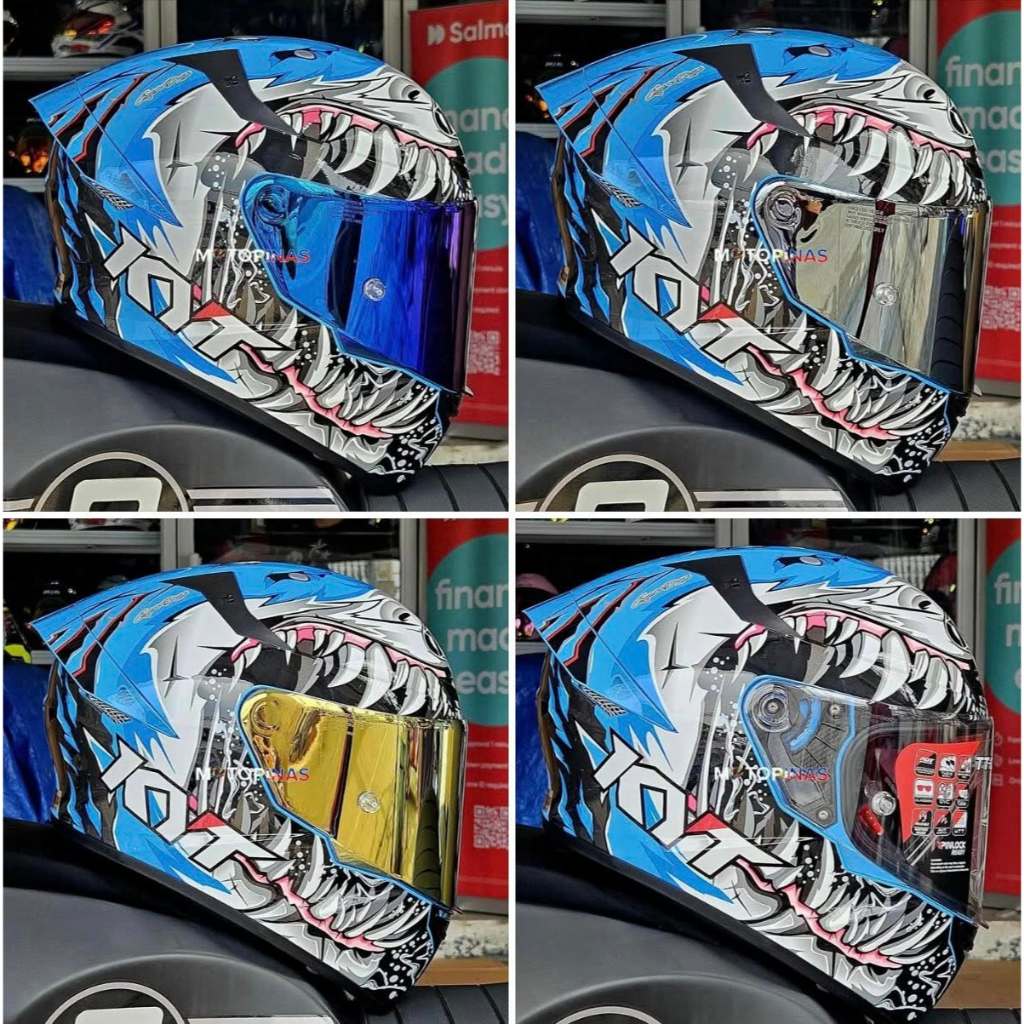 KYT TT-Course Megalodon Fullface Helmet Single Visor and Iridium Lens ...