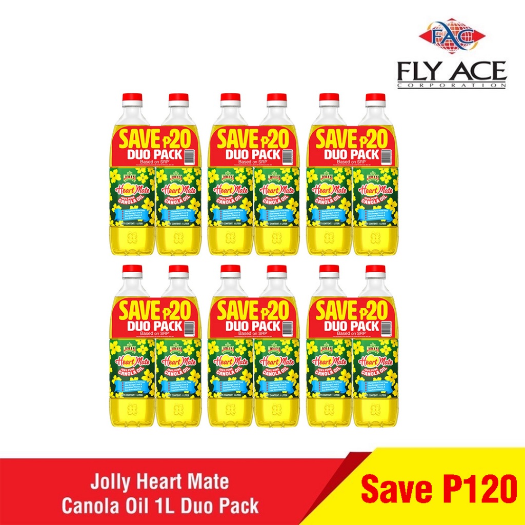 Jolly Heart Mate Canola Oil 1L Duo Pack x 6 - SAVE P120 | Shopee ...