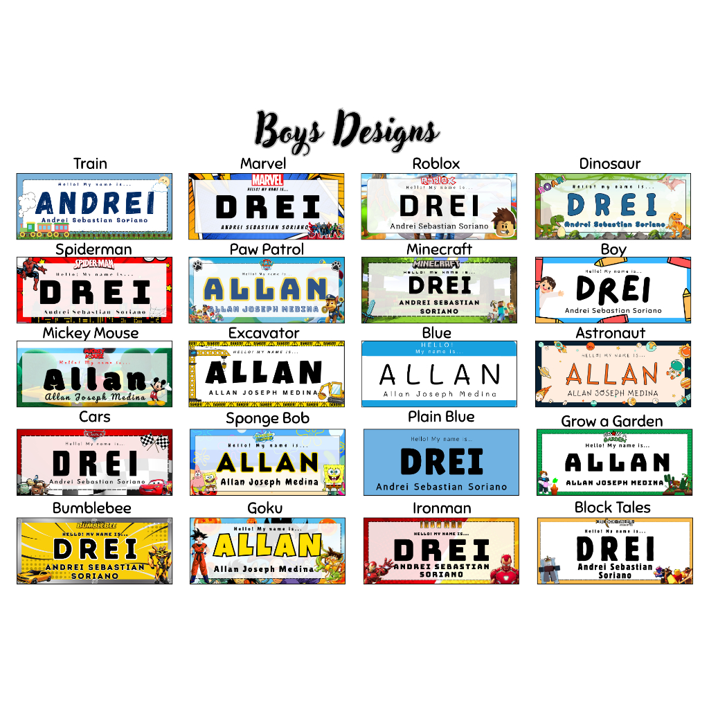 PERSONALIZED PVC OR LAMINATED NAME TAG FOR KIDS PRESCHOOL KINDER ...